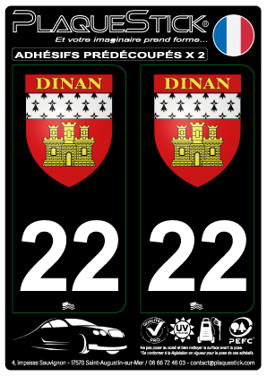 22 -Dinan "Blason" Fond noir – PlaqueStick