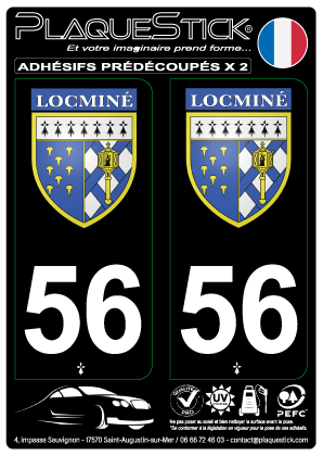 56 -Locminé "Blason" Fond noir – PlaqueStick