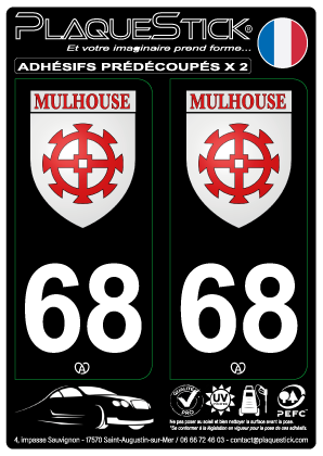 68 -Mulhouse "Blason" Fond noir – PlaqueStick